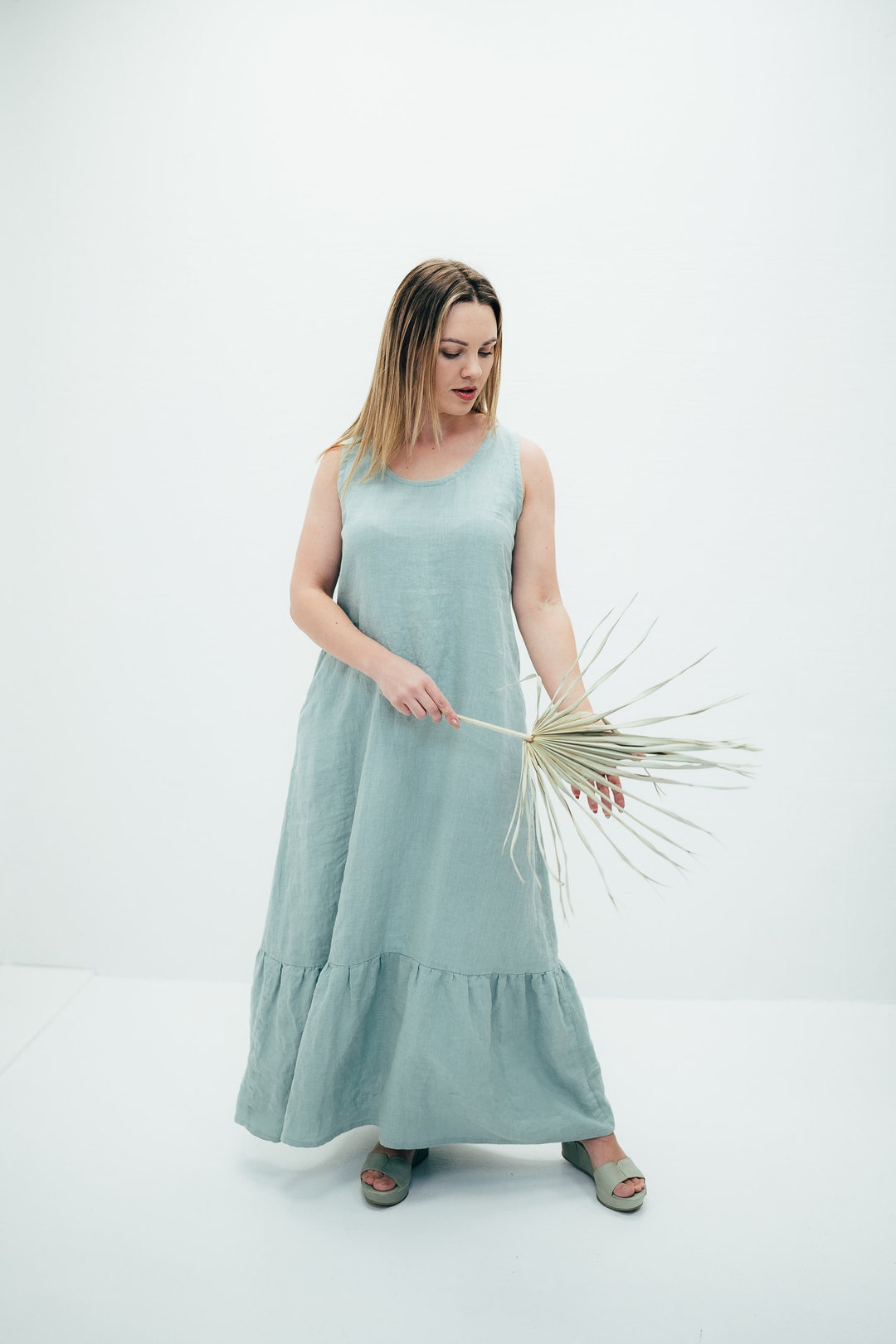 Women Linen Long Dress, A Line Dress From Linen, Long Linen Dress With ...