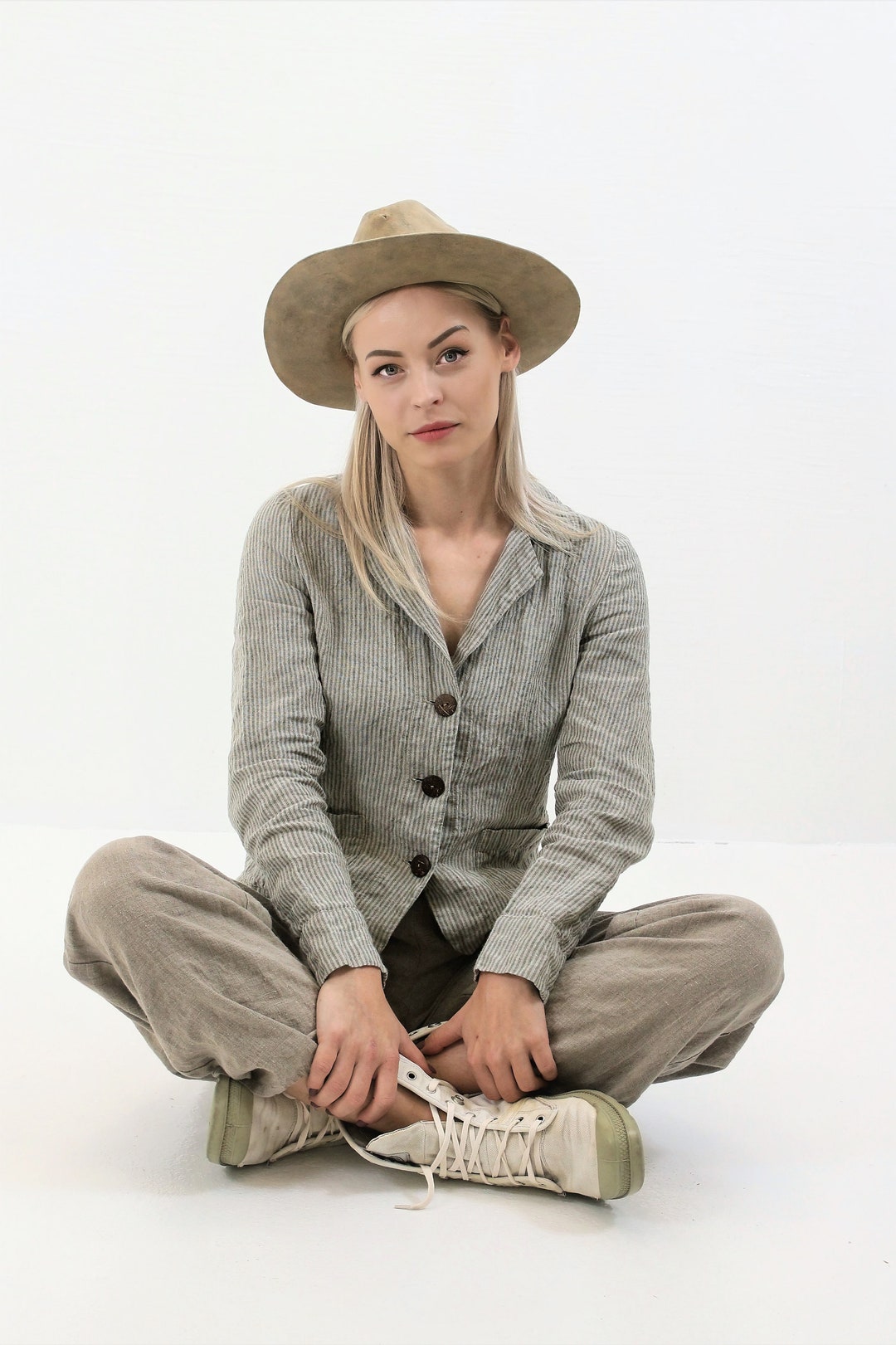 Natural Linen Jacket "patricia" Linen Blazer Women, Womens Linen Jacket ...
