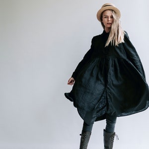 Linen Smock 'lisa' With Long Sleeves, Button up Dress, Linen Dress for ...