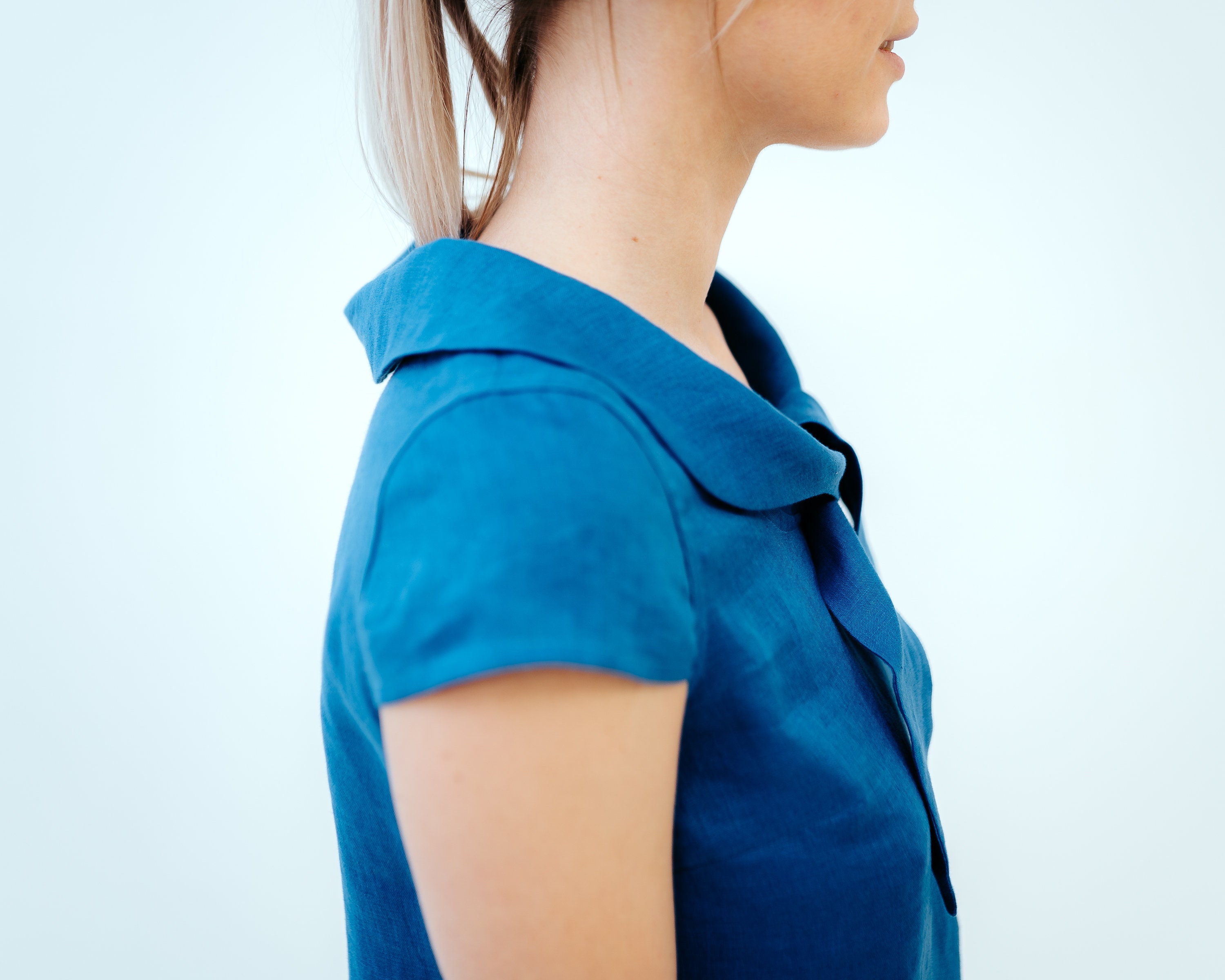 Light Linen Top With Collar 'dora' Elegant Womens Top - Etsy