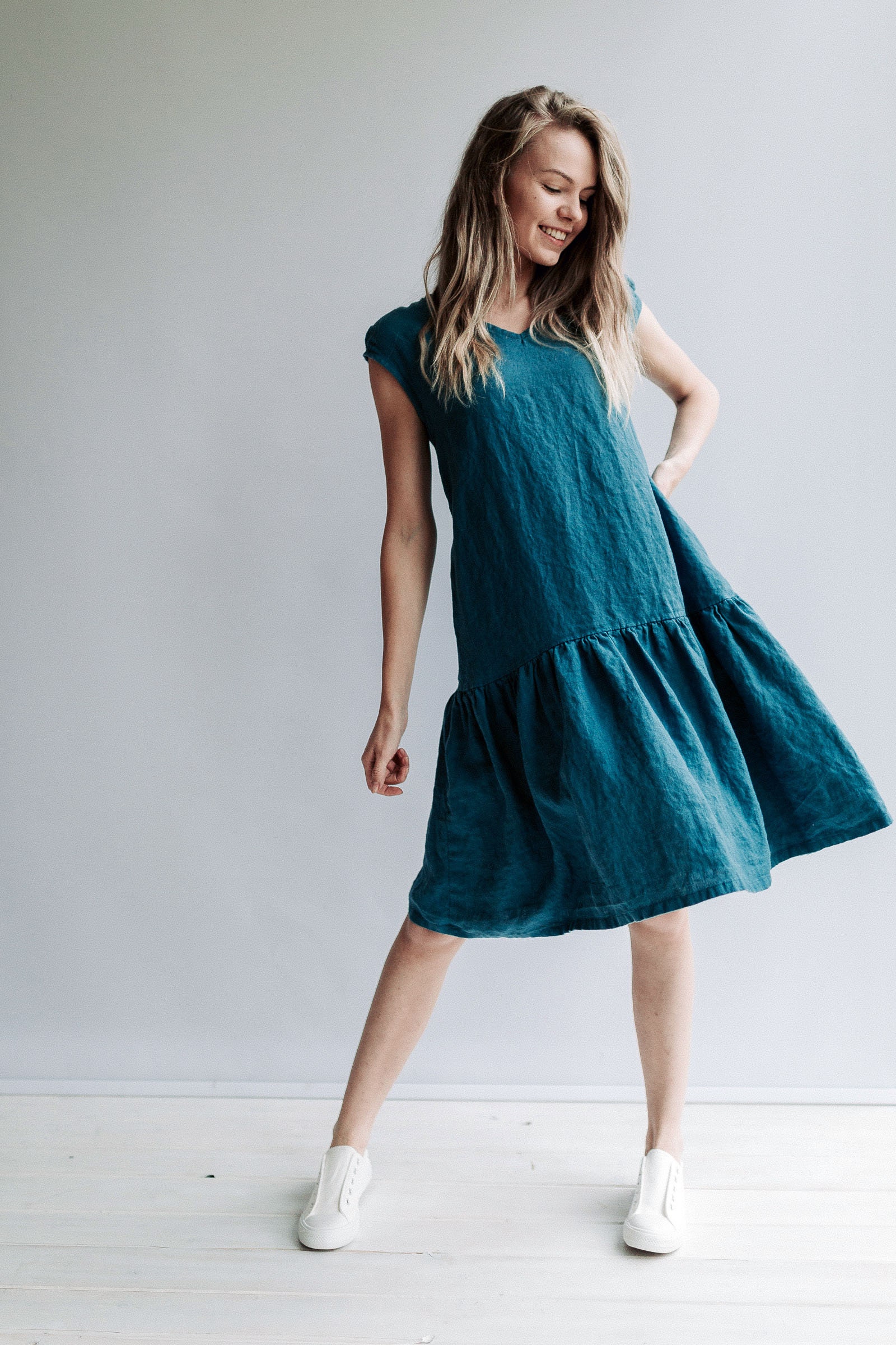 A line Drop Waist Dress 'Julia' from Linen Drop | Etsy