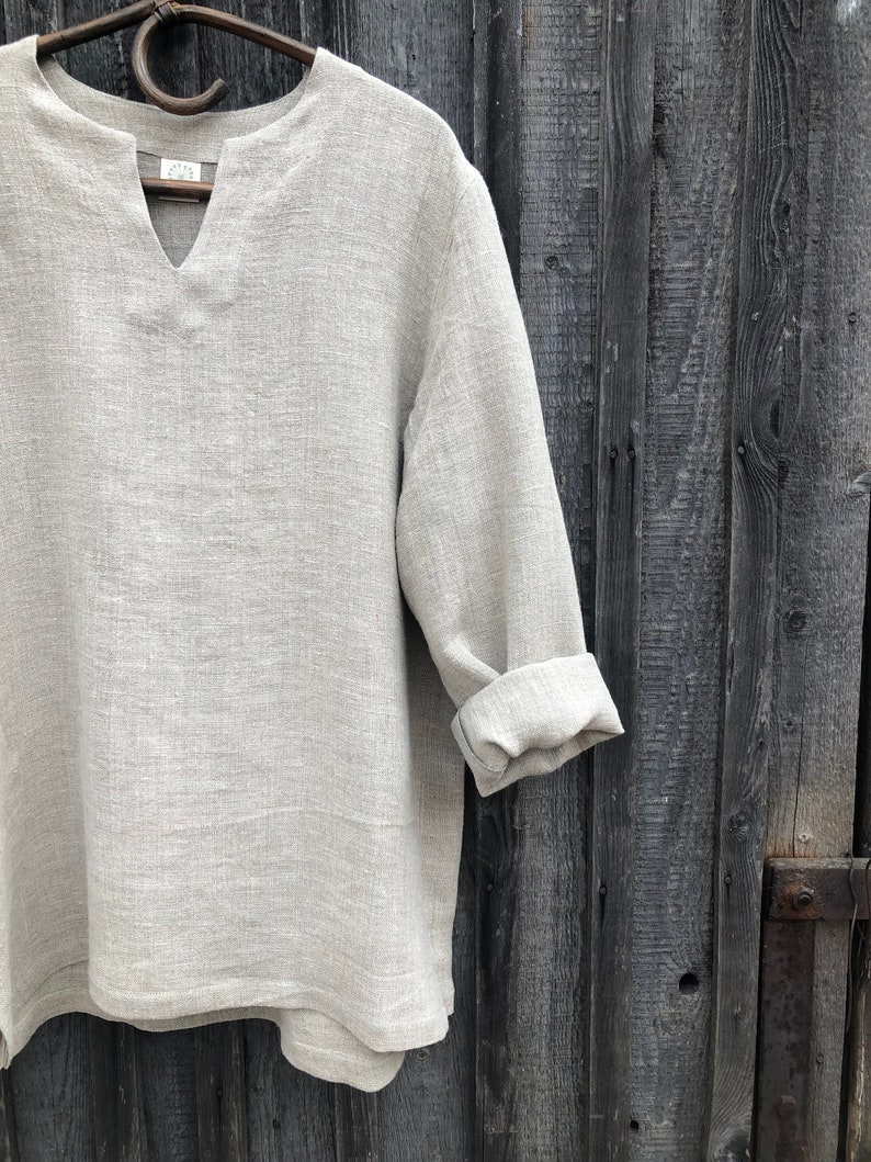 Linen Man Top Linen Shirt Men Mens Shirtdress Long Sleeve - Etsy