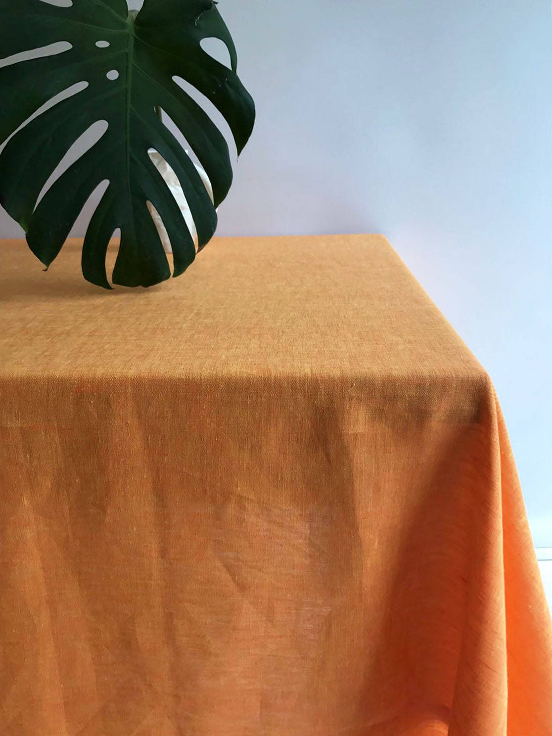 Orange Linen Table Cloth Sunny Linen Tablecloth Rectangle | Etsy