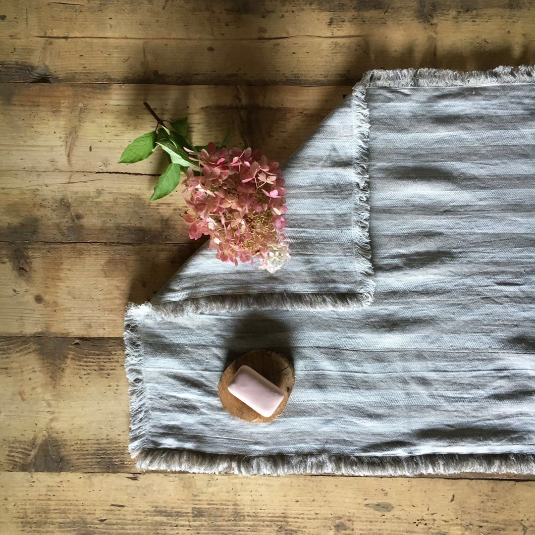 Bath Mat Linen Bath Rug Shower Mat Bathroom Mat Striped - Etsy