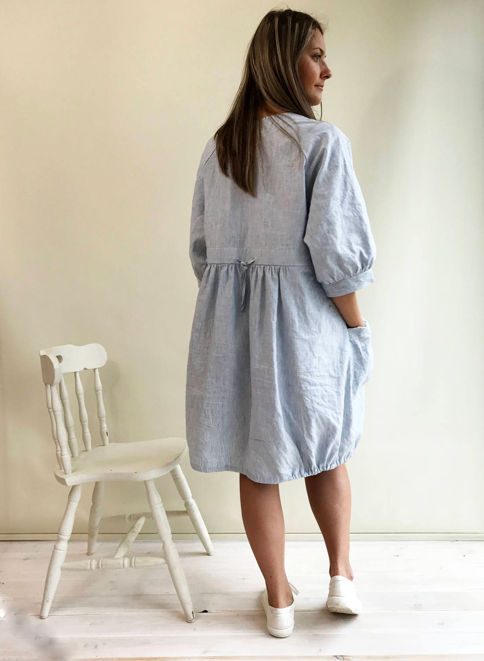 Dark Blue Linen Dress, Linen Tunic Dress, Tunic for Women, Plus Size ...