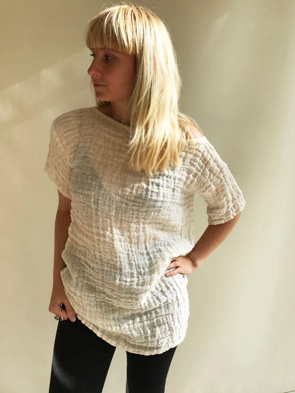 Gauze Linen Top in Creamy off White Boho Womens Top - Etsy