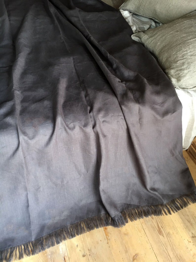 Dark Grey Linen Throw Light Linen Blanket Light Throw - Etsy