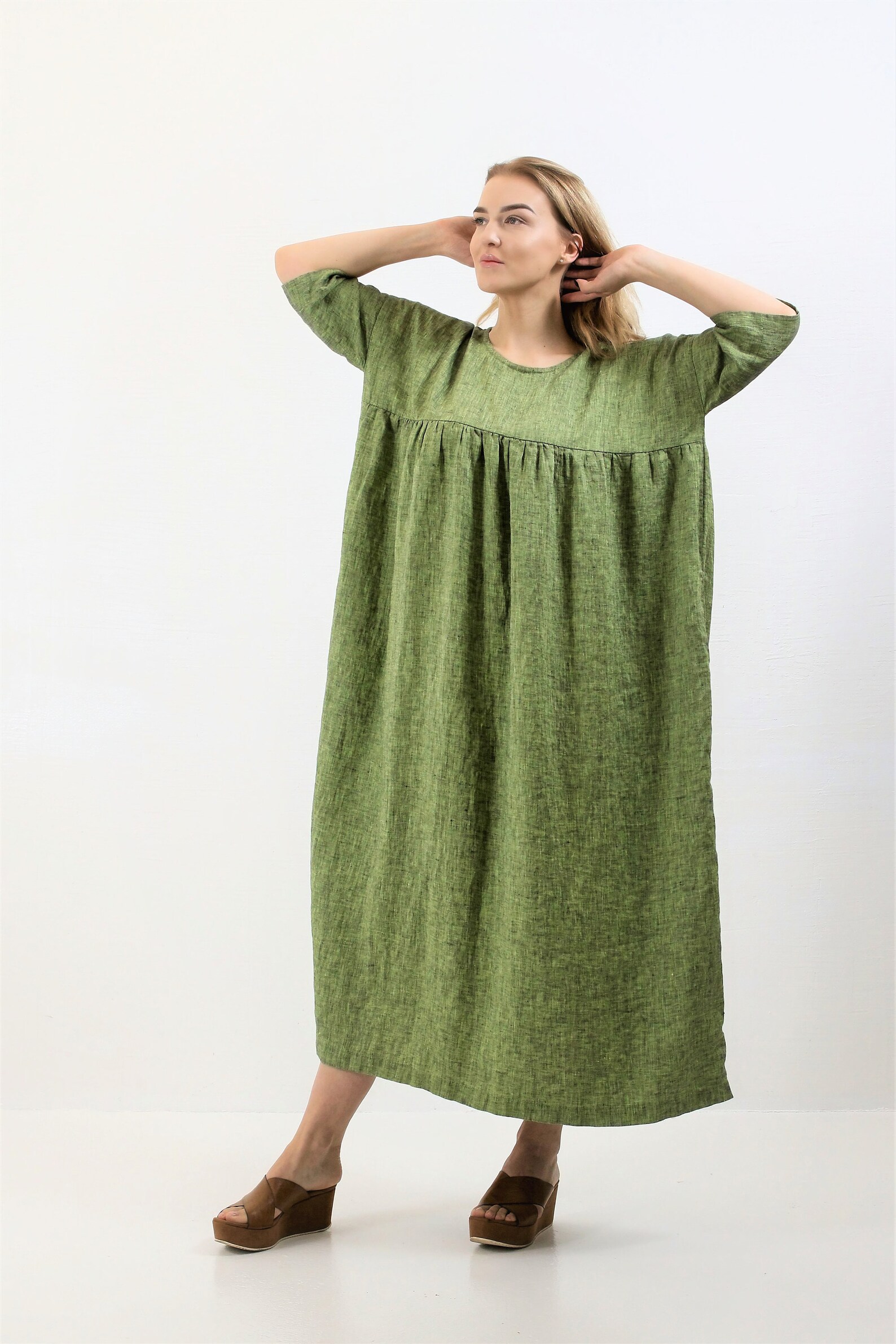 Oversized Linen Dress "rebecca", Plus Size Dress,long Linen Dress ...