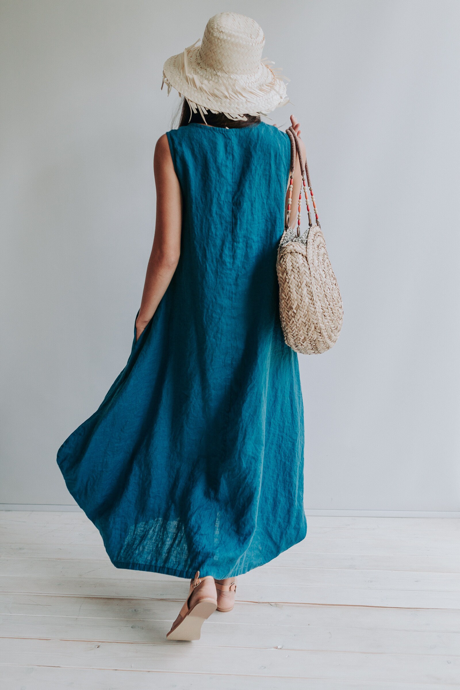 Linen Dress "anna" Linen Dress Plus Size Dress Pockets Linen Dresses ...