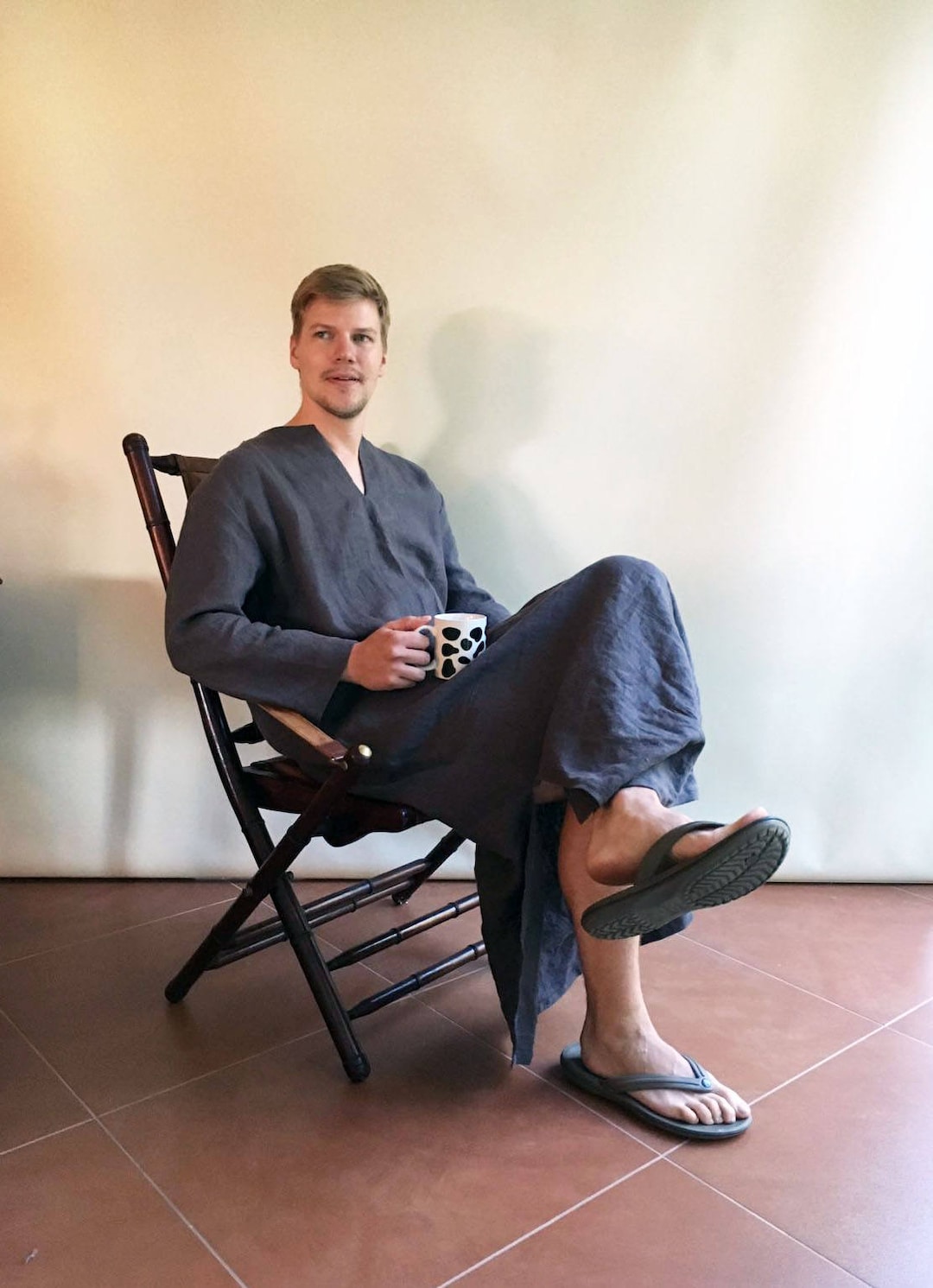 Linen Robe Men 'jim', Kaftan Robe, Man Robe, Caftan, Plus Size Caftan ...