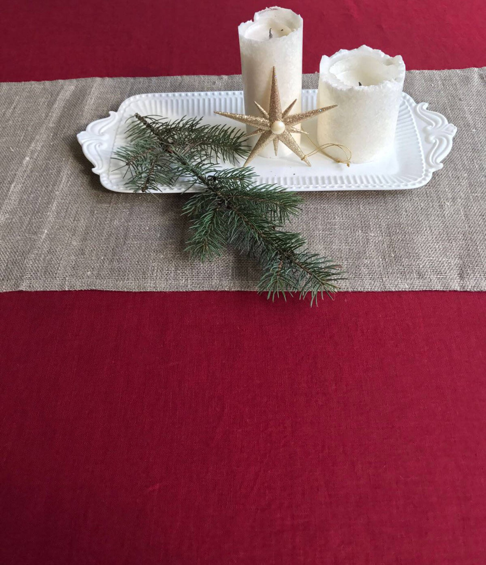 Maroon Red Linen Table Cloth Christmas Linen Tablecloth - Etsy