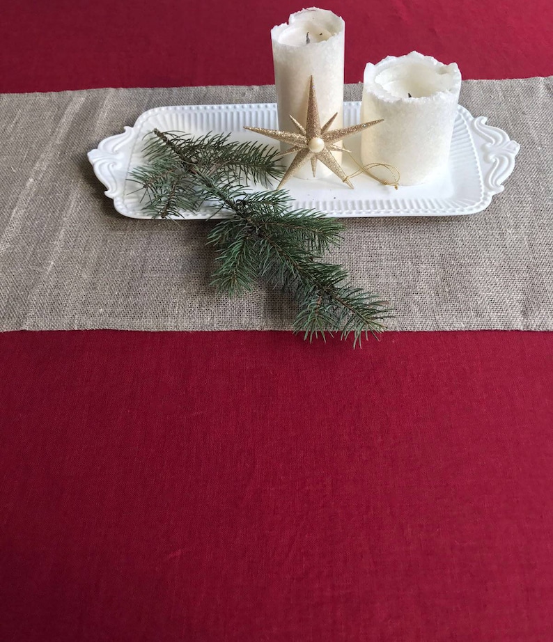 Maroon Red Linen Table Cloth Christmas Linen Tablecloth - Etsy
