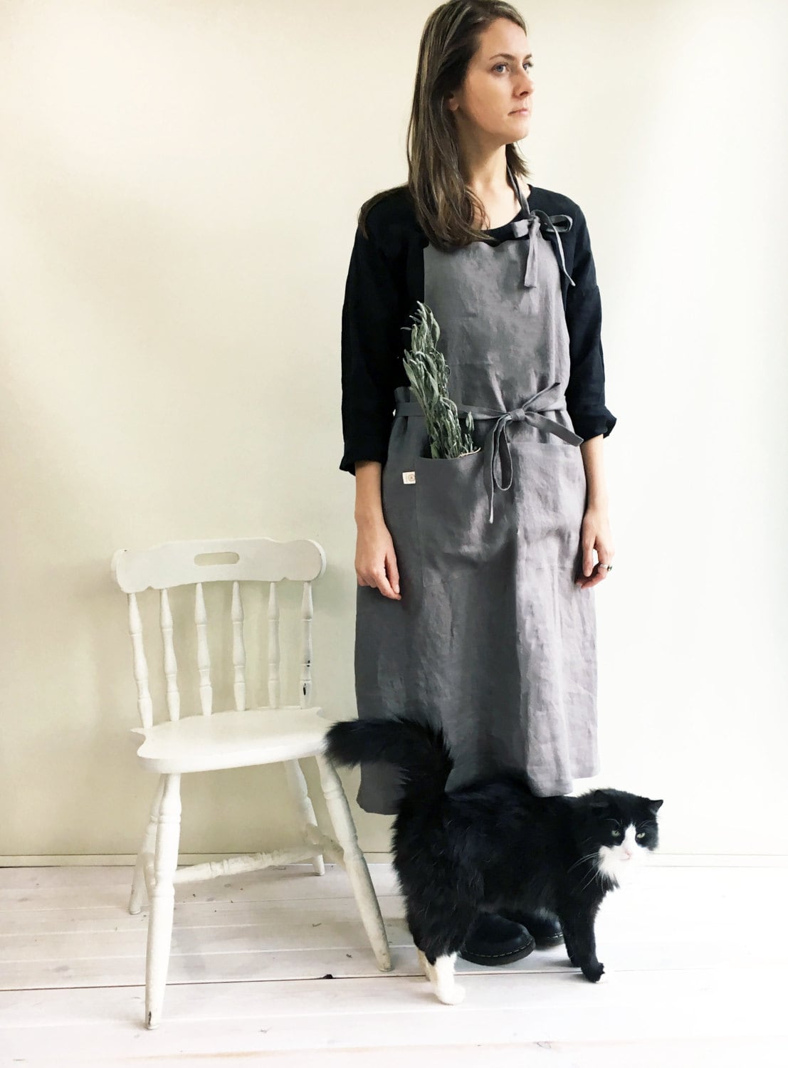 Full Apron From 100% Linen Full Linen Apron Womens Apron - Etsy