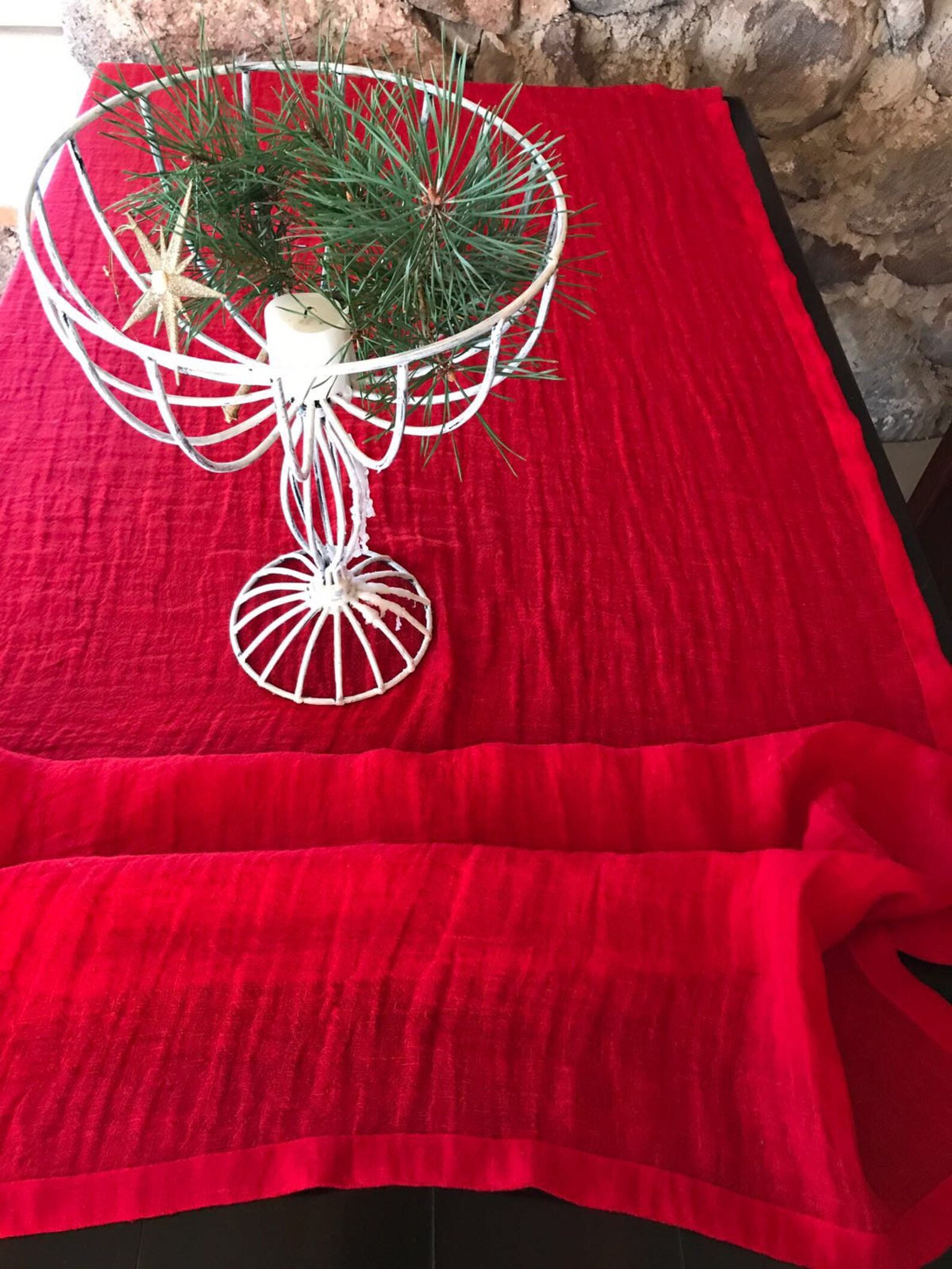 Christmas Red Linen Table Cloth Red Linen Tablecloth - Etsy