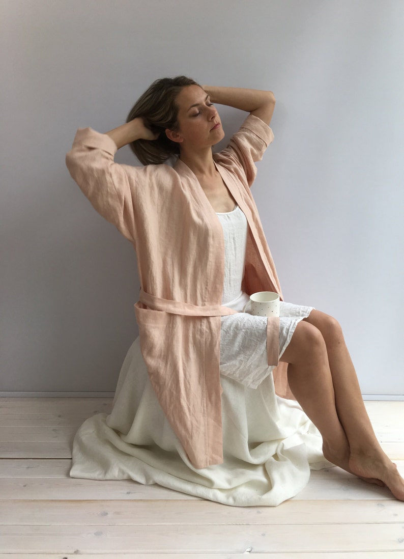 Linen Robe Soft Kimono Robe Robe Coverup Robe for Bride - Etsy