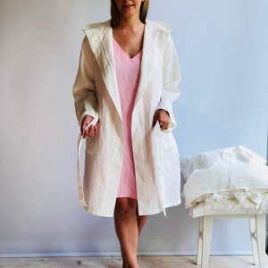 White Linen Robe "veronica", Waffle Robe, Kimono Robe, Robe Coverup ...