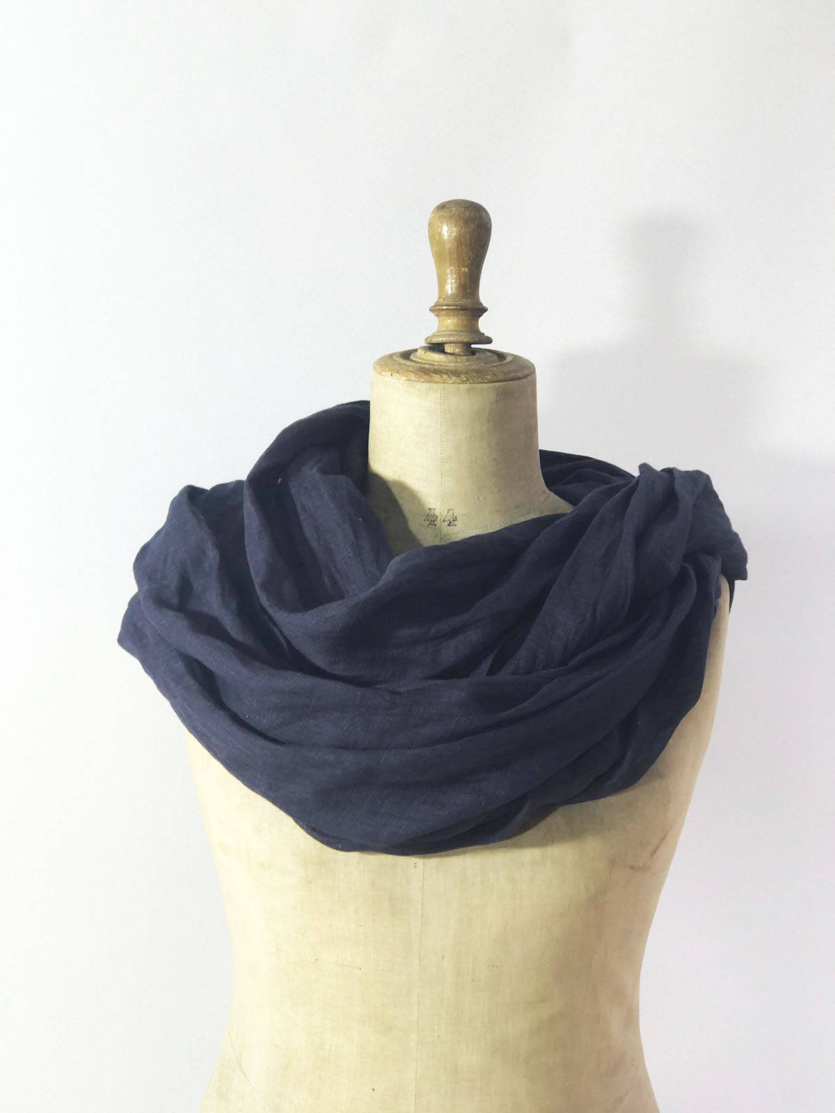 Linen Infinity Scarf From Charcoal Grey, Pure Linen Wrap Shawl, Light ...