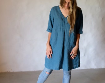 Linen Tunic 'yvette', Plus Size Tunic, Linen Dress for Women, Linen ...