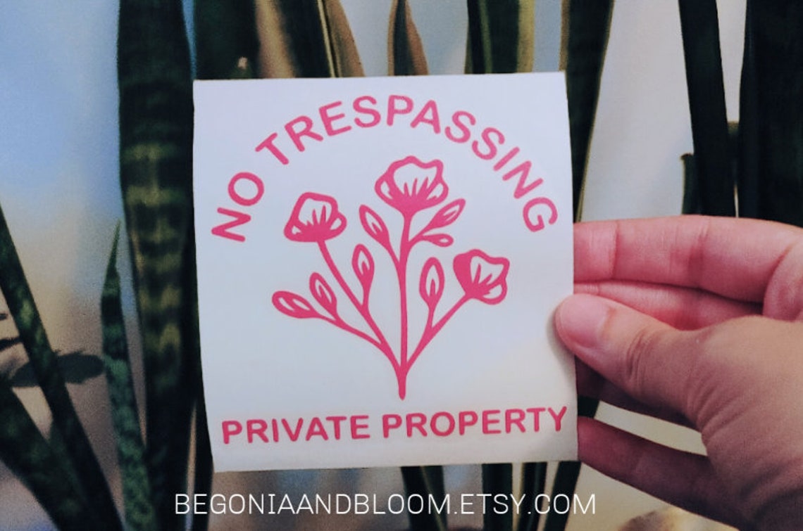 Floral No Trespassing Window Decal Sticker, No Trespassing Sign ...