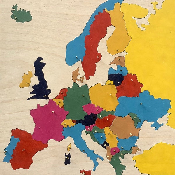 Wooden Jigsaw Puzzle Map of Europe - Etsy UK