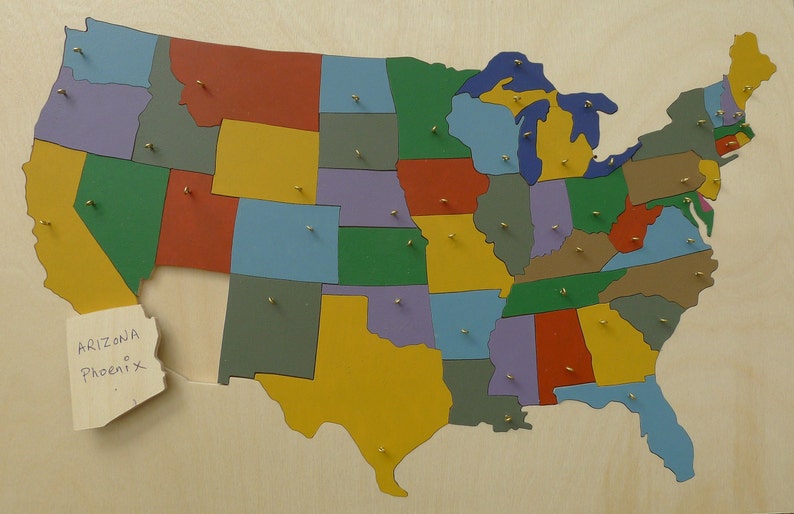 USA States: Wooden Puzzle Map - Etsy