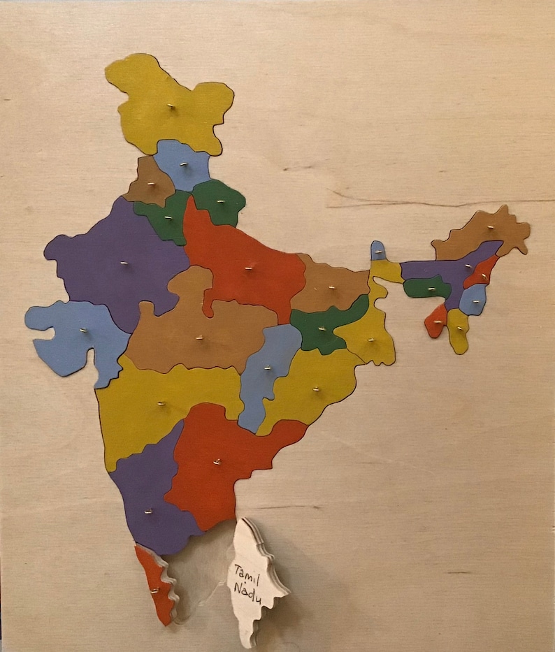States of India: Wooden Puzzle Map - Etsy