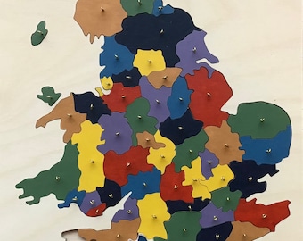 United Kingdom Map Illustrated Wooden Jigsaw Puzzle, Great Britain Map ...