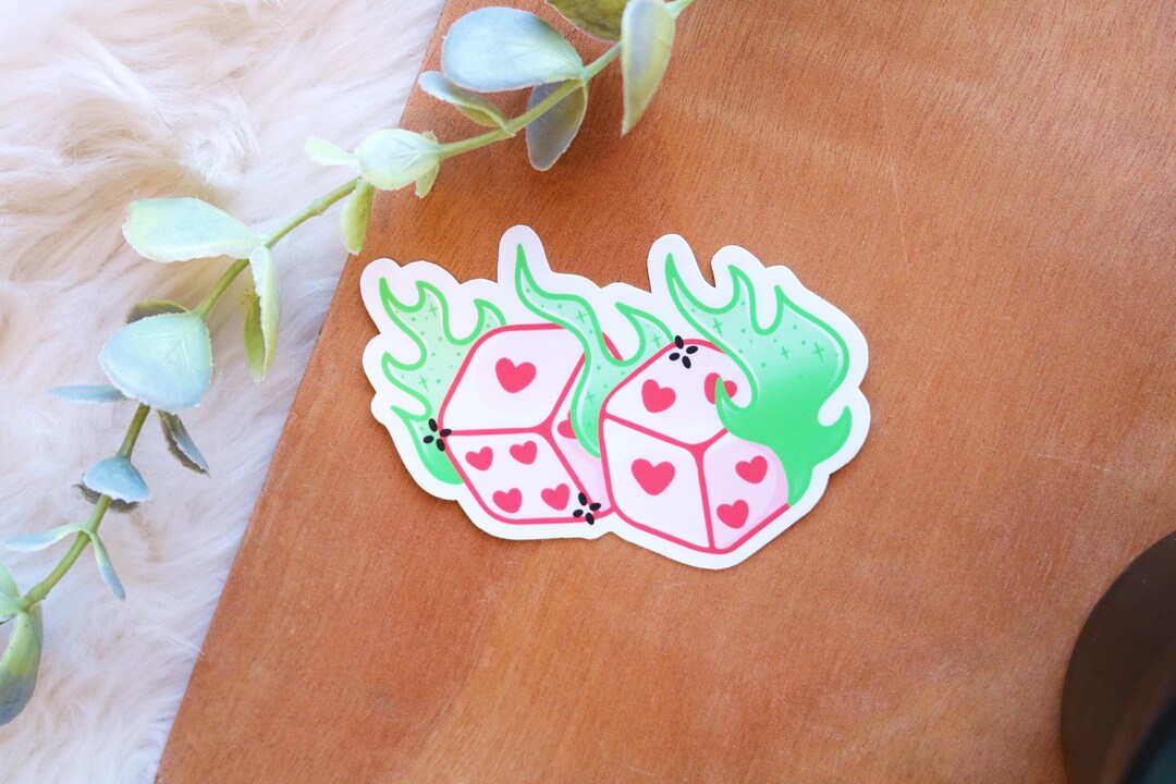 Feelin' Lucky Flaming Dice Sticker, Kawaii Stickers, Y2k Stickers, Cute ...