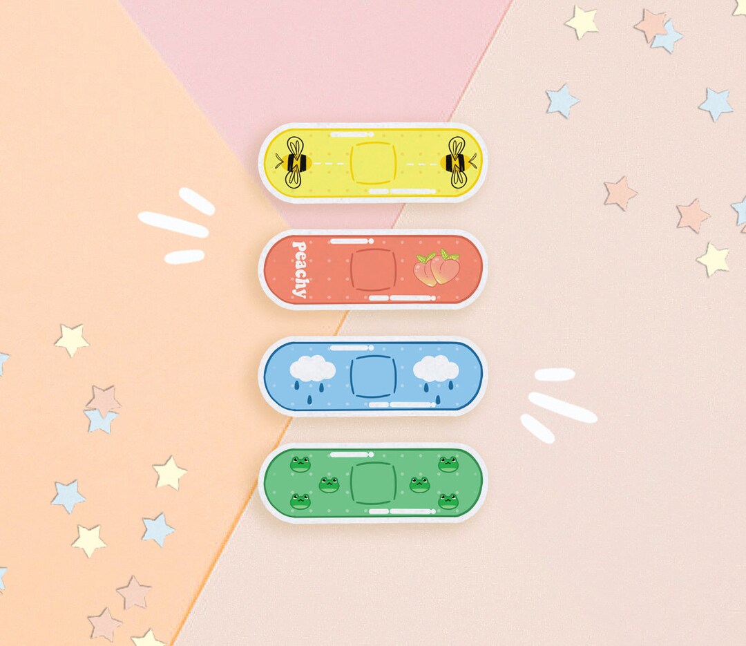 4-pack Kawaii Bandage Stickers Frog Sticker, Bee Sticker, Peach Sticker ...
