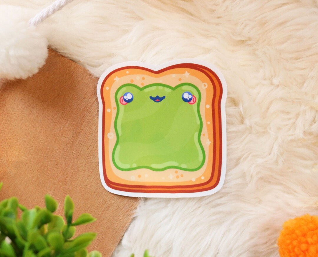 Avo-frogo Toast Kawaii Stickers, Cute Stickers, Frog Stickers, Vinyl ...