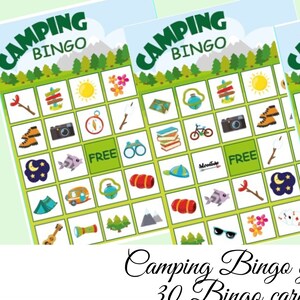 30 Camping Bingo Cards, Printable Bingo Game, Summer Camp BINGO for ...