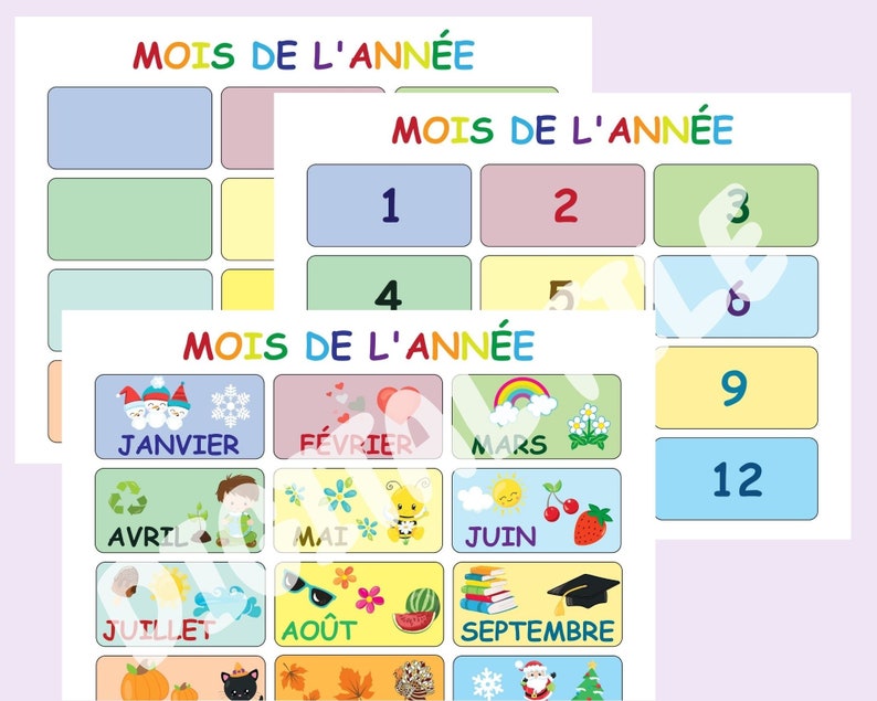 French Kids Calendar Printable Morning Board for Toddlers - Etsy