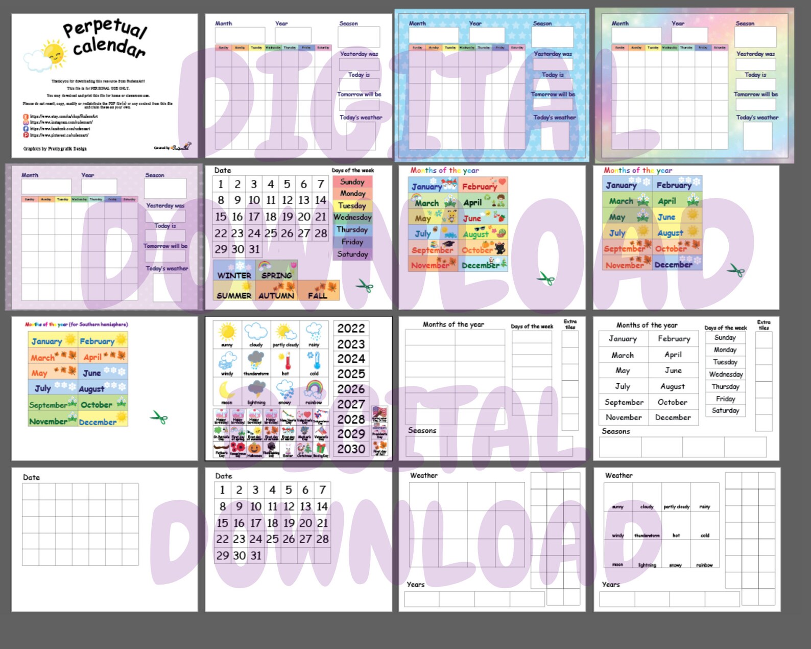 Perpetual Calendar for Kids Daily Calendar for Toddlers - Etsy Canada