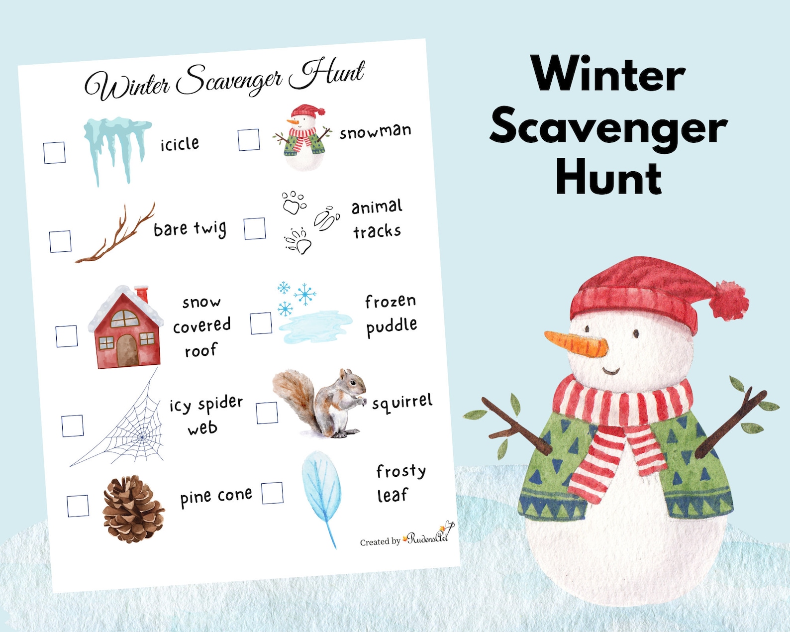 Winter Scavenger Hunt for Kids, Winter Treasure Hunt, Outdoor Printable ...