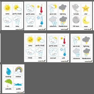 Weather Flashcards, Montessori Three-part Cards, Vocabulary Flash Cards ...