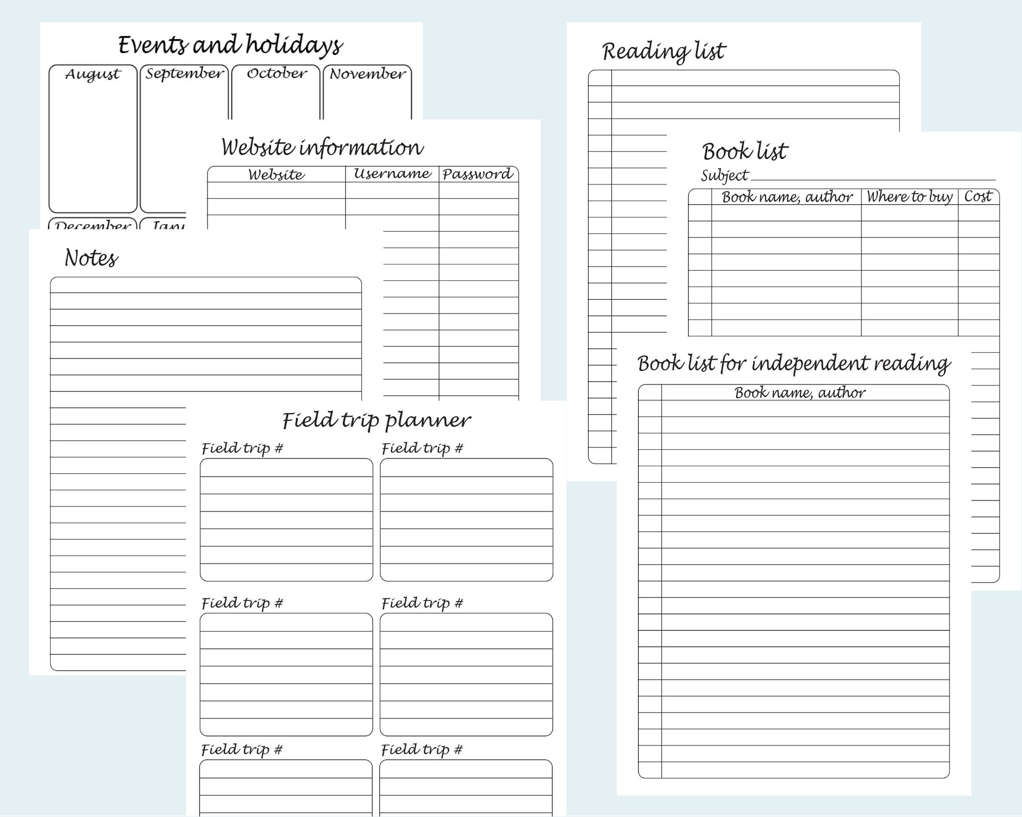 Homeschool Planner Printable 2022-2023 Homeschool Schedule - Etsy