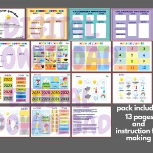 French Kids Calendar 2024, Printable Morning Board, Perpetual Calendar ...