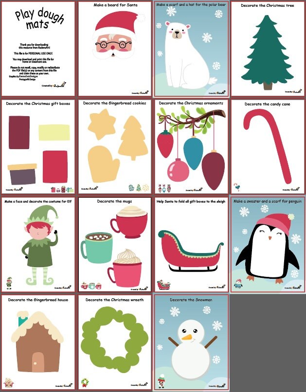Winter Play Dough Mats for Kids, Playdough Activity Mats for Toddlers ...