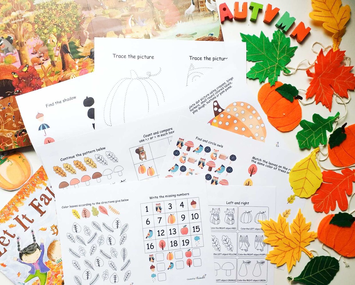 Fall Worksheets for Kids Autumn Preschool and Kindergarten - Etsy