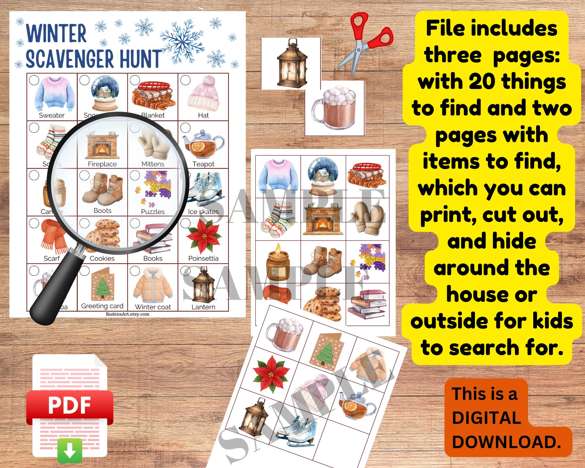 Winter Scavenger Hunt for Kids, Winter Treasure Hunt, Indoor Activity ...