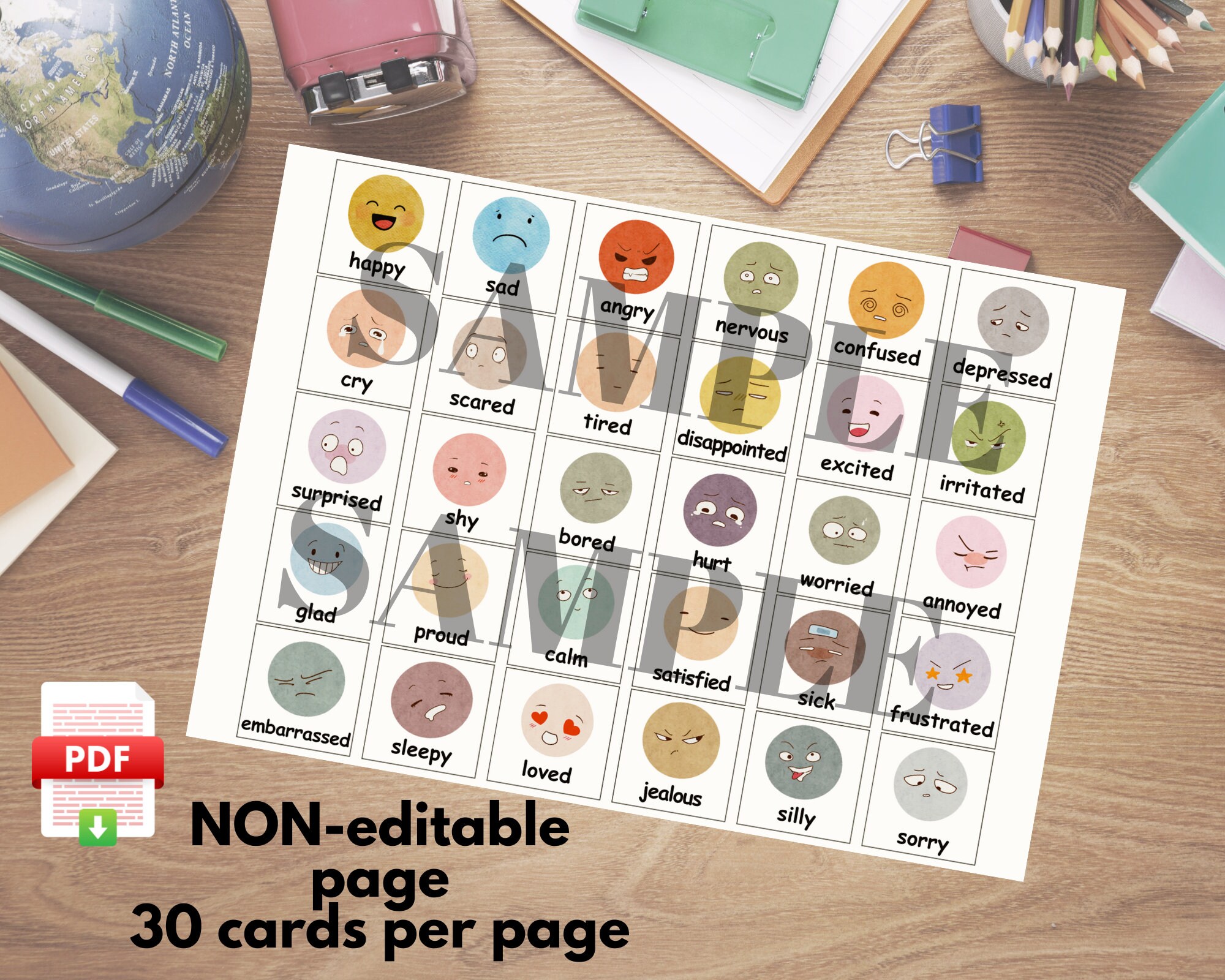 Editable Emotion Cards Emotion Face Flashcards Feelings - Etsy