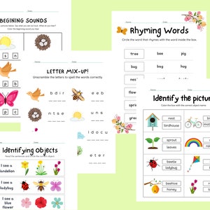 Spring Worksheets for Kids, Literacy and Math Learning Binder for Grade ...