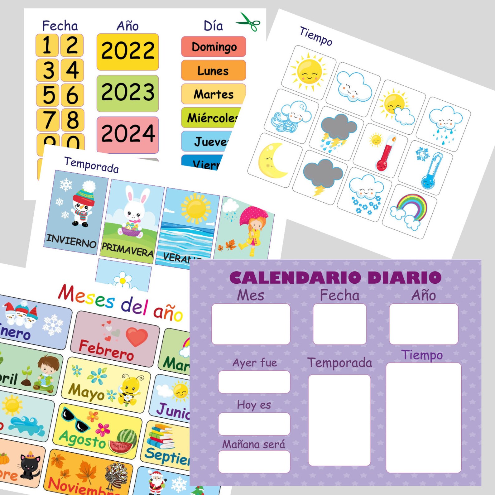 SPANISH Kids Calendar and Weather Chart Daily Calendar for - Etsy