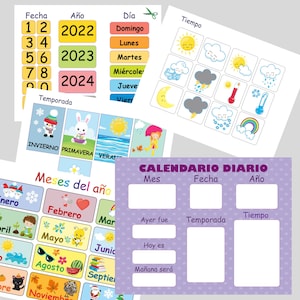 SPANISH Kids Calendar and Weather Chart Daily Calendar for - Etsy