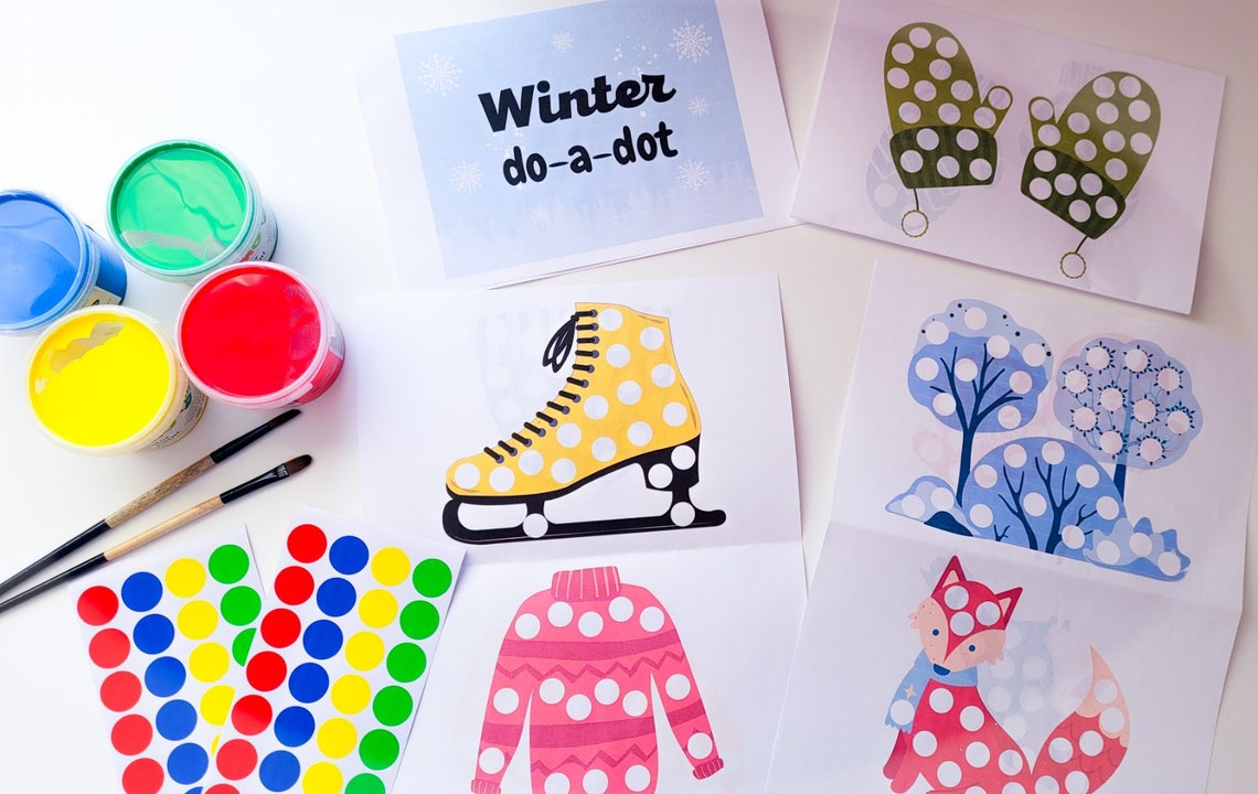 Winter Play Dough Mats Winter Do a Dot Worksheets for Kids - Etsy