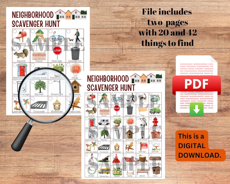 Neighborhood Scavenger Hunt Printable, Outdoor Kids Activity, Family ...