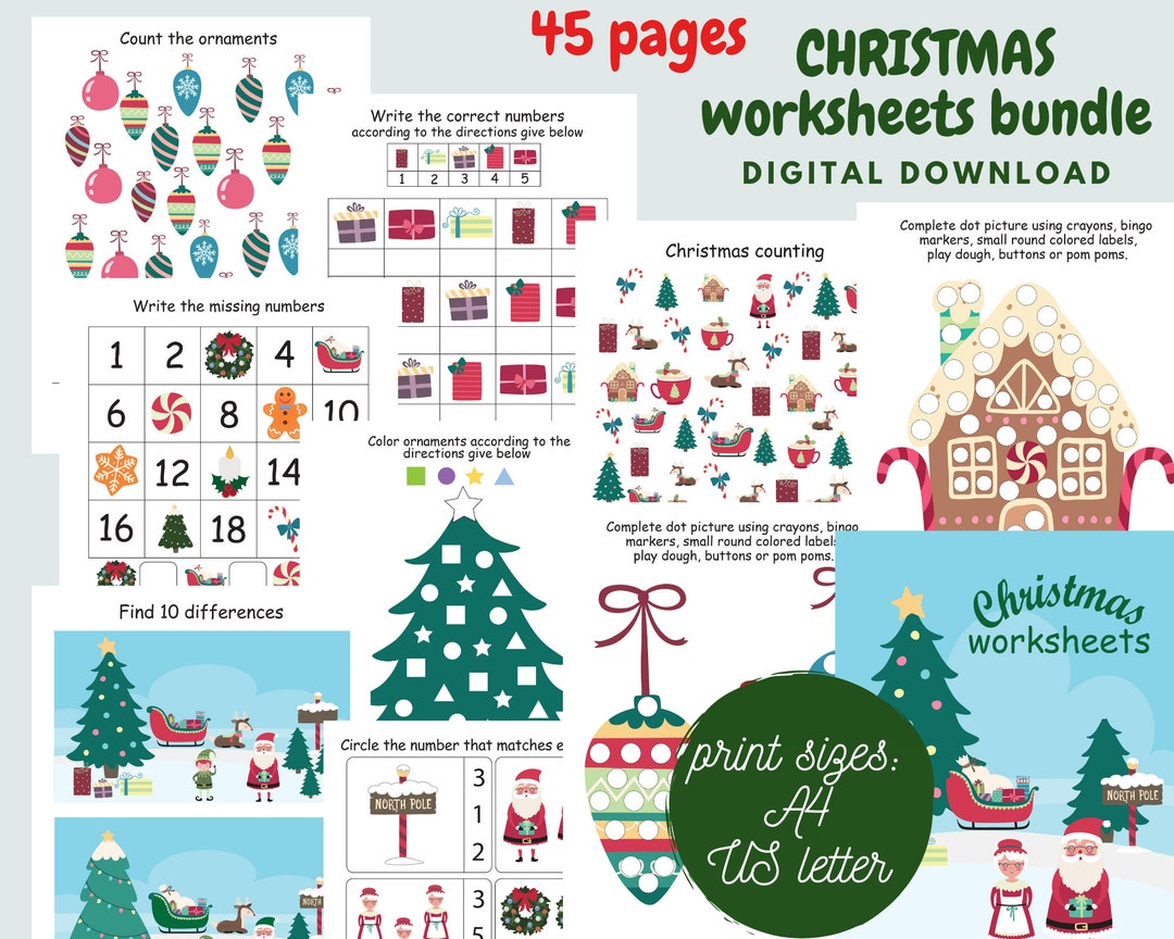 Christmas Preschool Worksheets for Kids, Winter Busy Book Printable ...