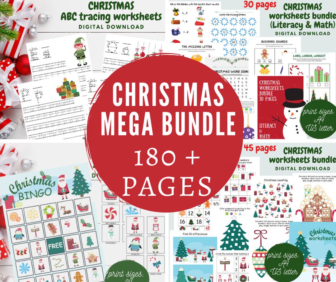 Christmas Worksheets Mega Bundle, Winter Printable Busy Book for ...