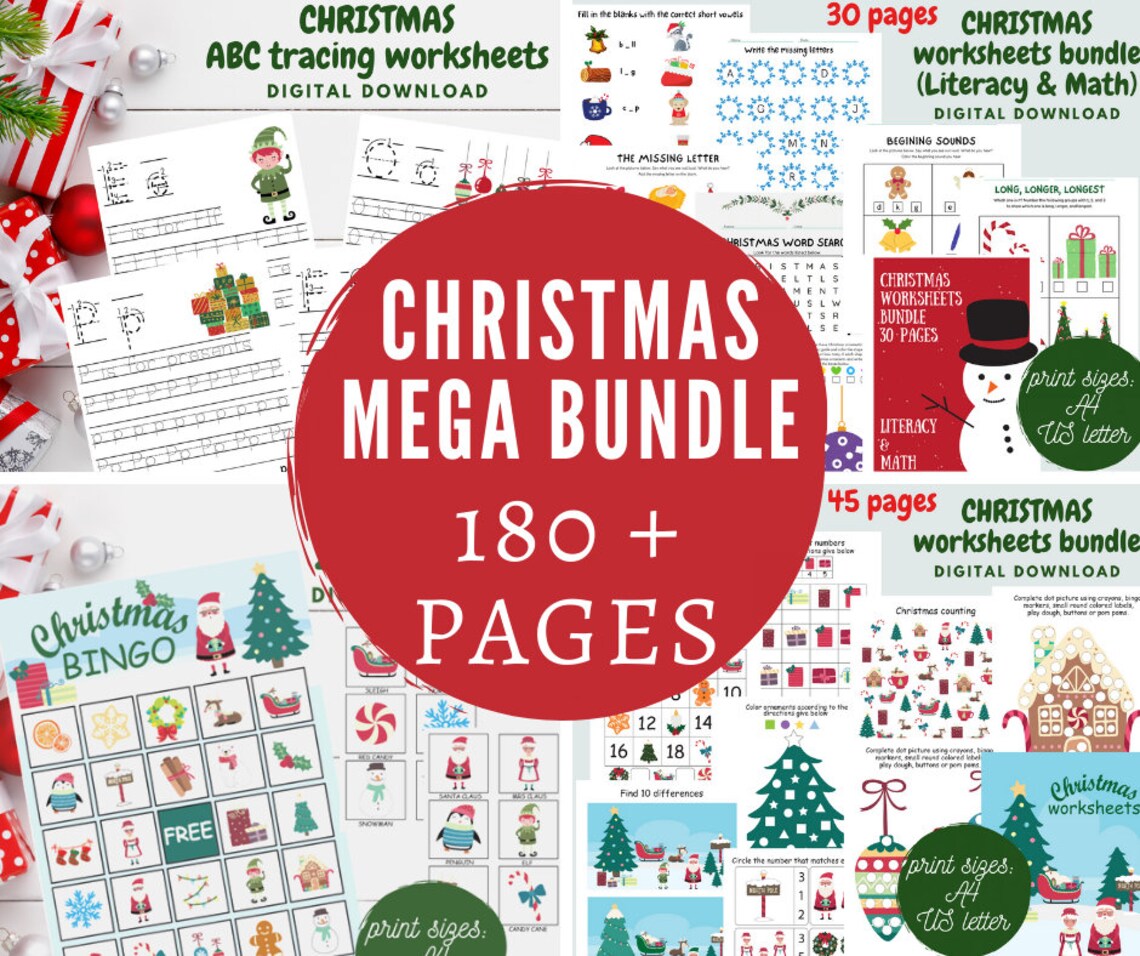 Christmas Worksheets Mega Bundle Winter Printable Busy Book - Etsy