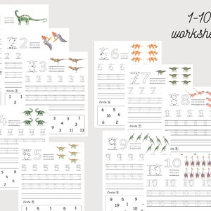 Number Tracing Preschool Worksheets With Dinosaurs, Kindergarten ...